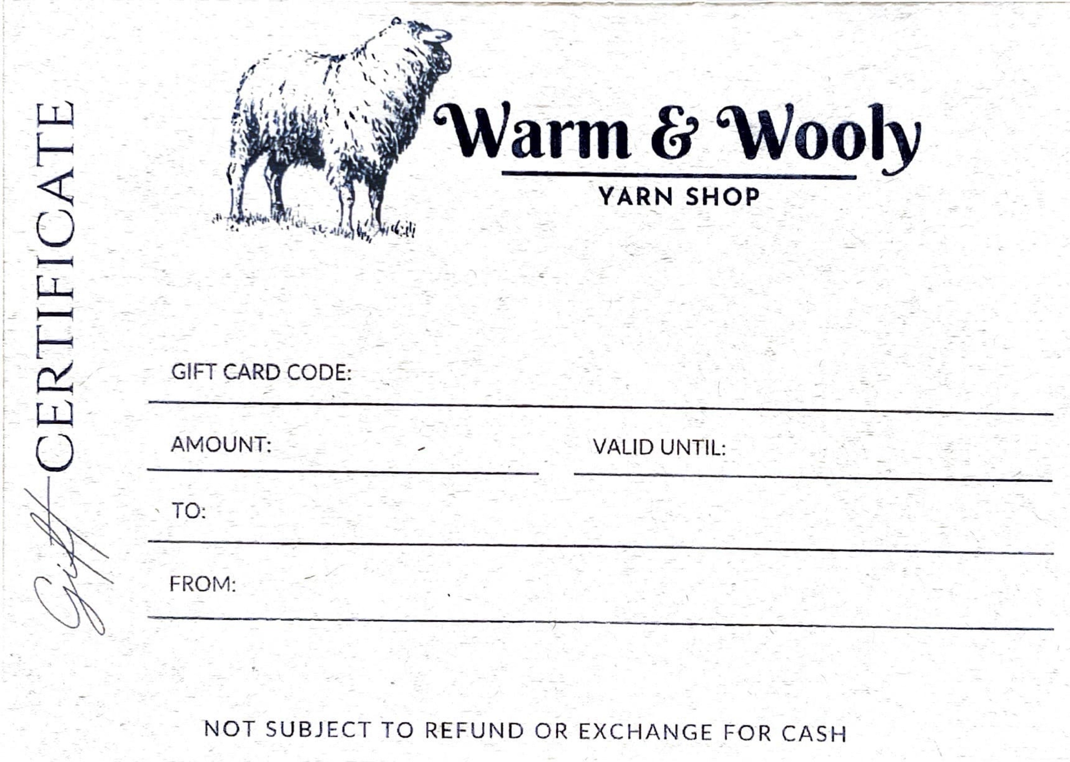 Gift Card – Warm and Wooly